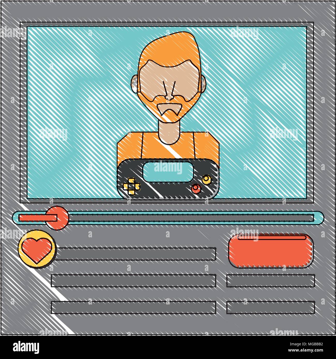 video player with avatar man over white background vector illustration ...