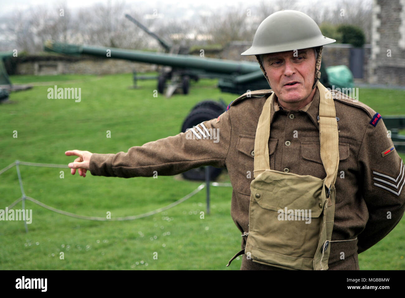 Falmouth, Cornwall, UK - April 12 2018: Military historian dressed in ...