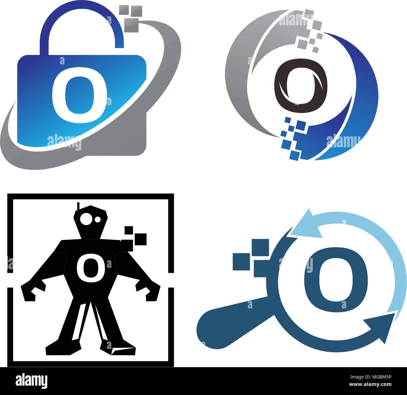 Technology Application O Template Set Stock Vector Image & Art - Alamy
