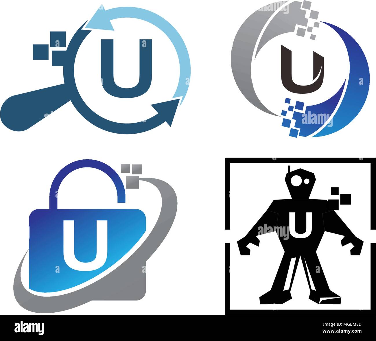 Technology Application U Template Set Stock Vector Image & Art - Alamy