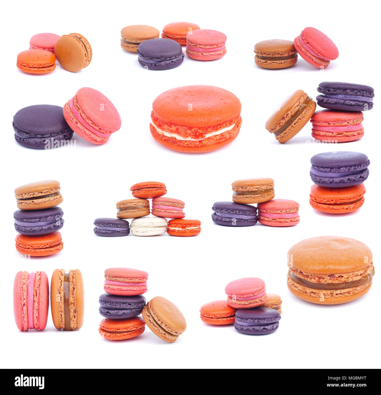 Colorful macaroons collection set of isolation on a white background ...