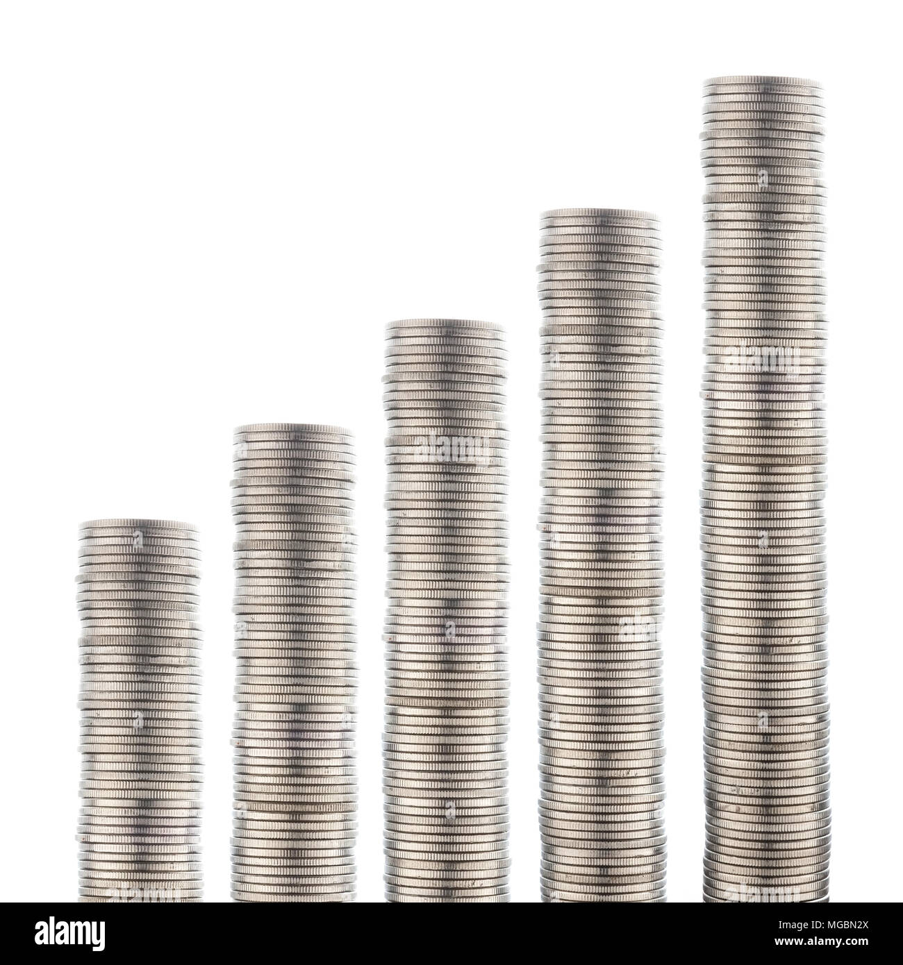 coins stacks isolated on white Stock Photo - Alamy