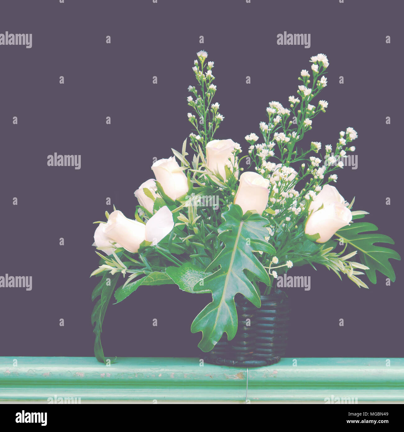 Flower Basket old vintage retro style Stock Photo - Alamy