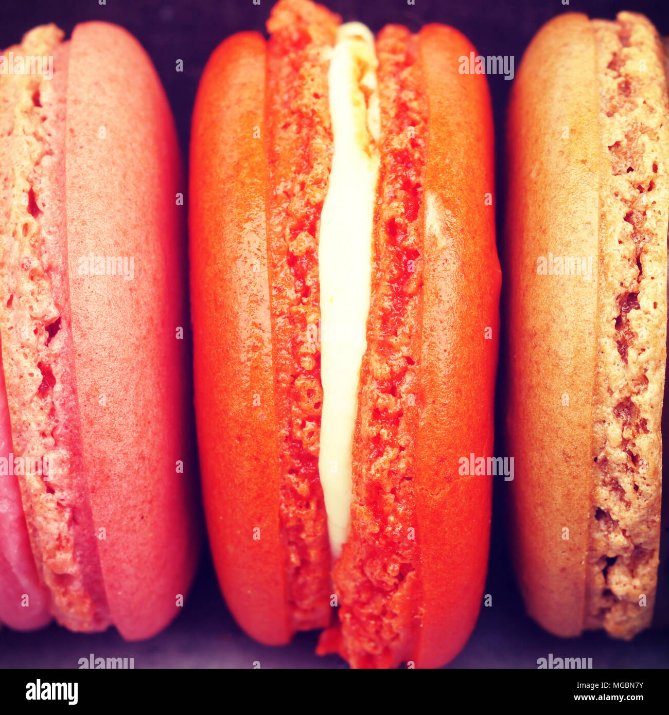 Sweet and colourful french macarons retro-vintage style Stock Photo - Alamy