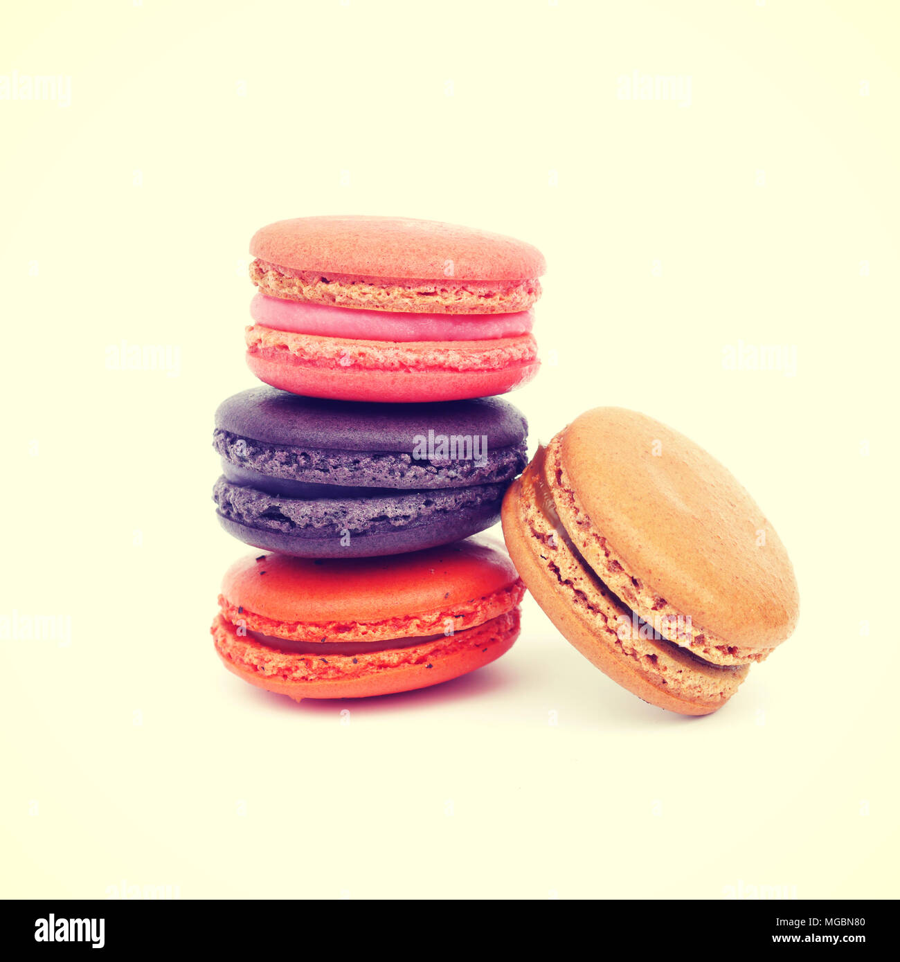 Sweet and colourful french macarons retro-vintage style Stock Photo - Alamy