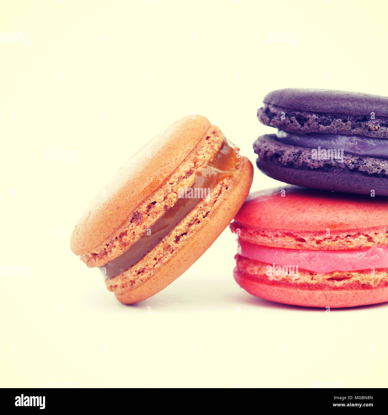 Sweet and colourful french macarons retro-vintage style Stock Photo - Alamy