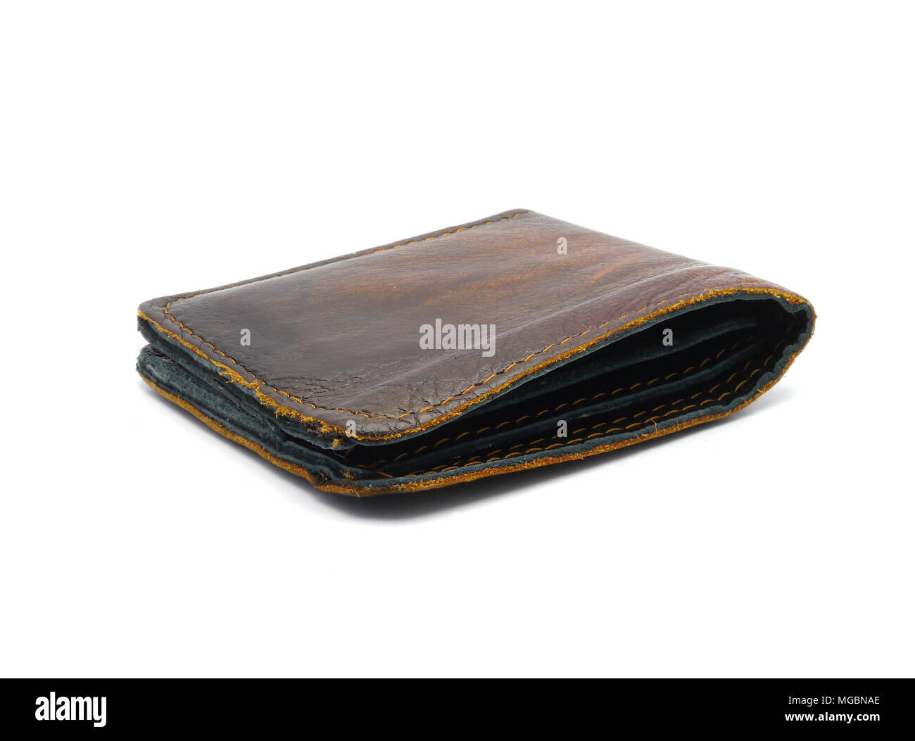 old leather wallet isolate on white background Stock Photo - Alamy