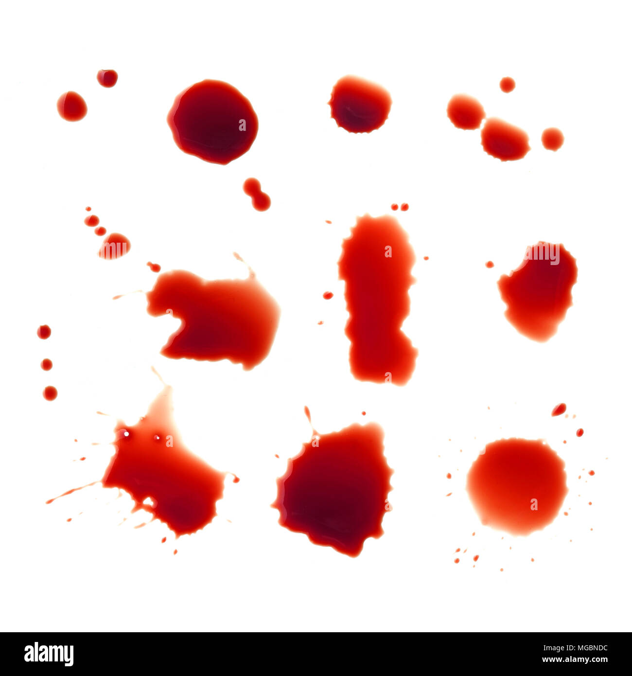 Blood stains set on a white background Stock Photo - Alamy