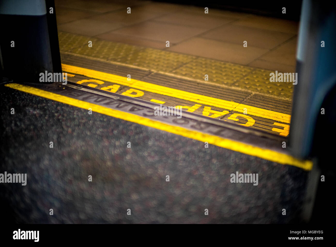Mind the Gap on the London Underground Tube Stock Photo - Alamy