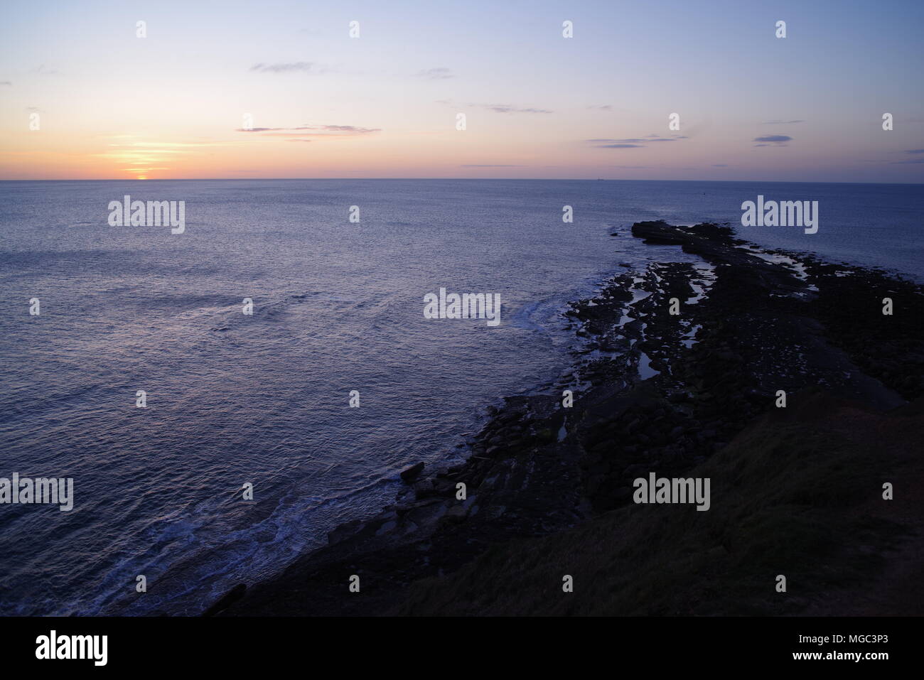 Filey Brigg, Filey, seaside resort, North Yorkshire, UK at sunrise ...