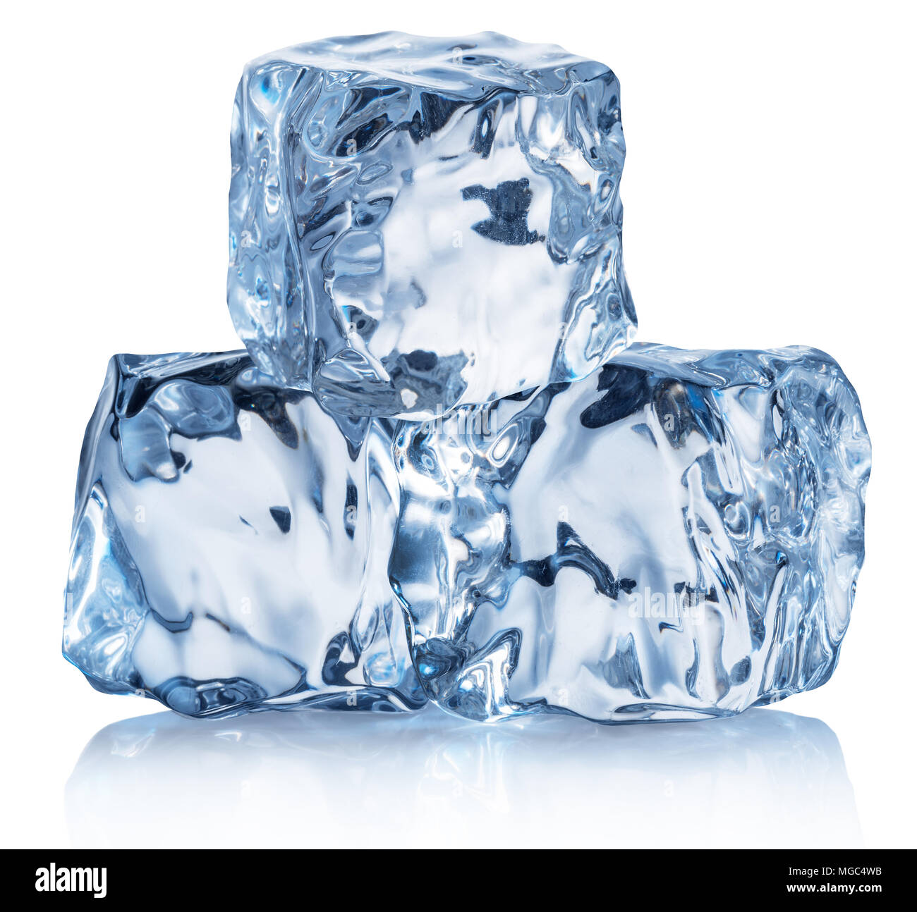 Three ice cubes. Macro shot of ice cube pyramid. Clipping path Stock ...