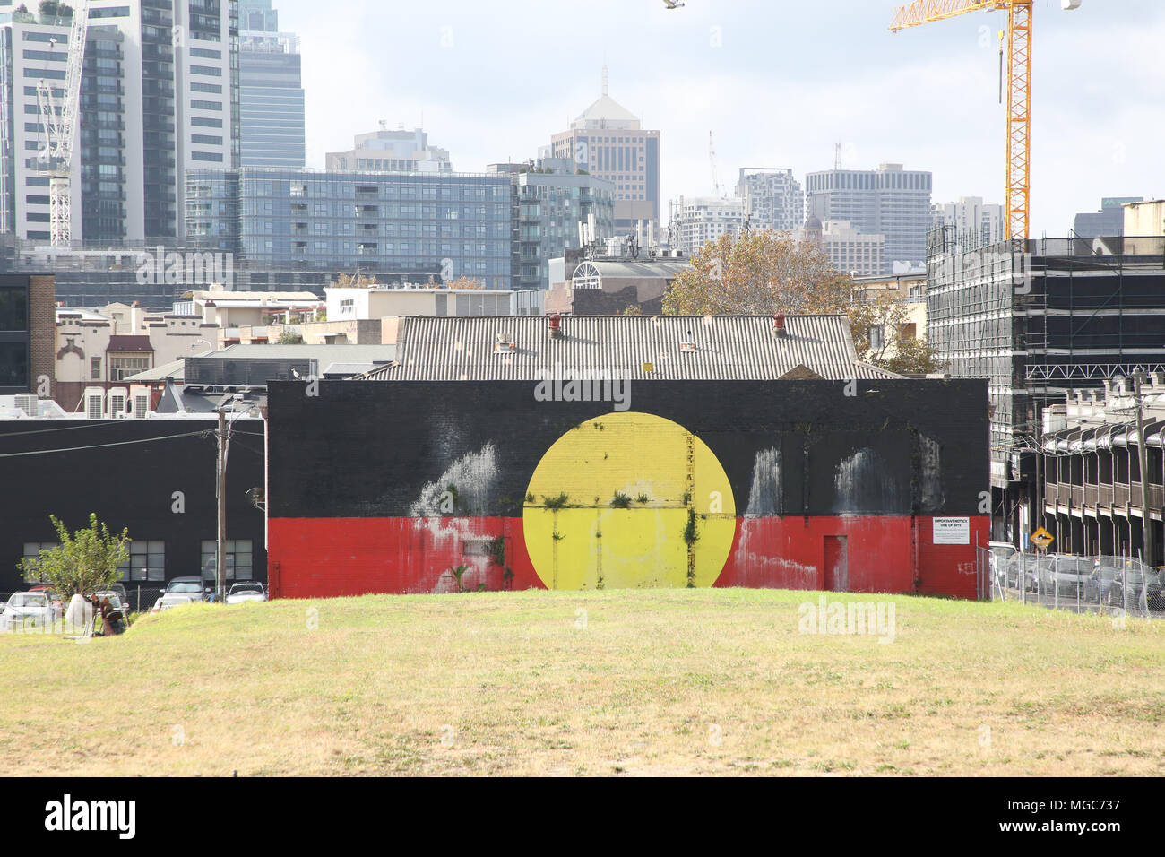 Aboriginal flag mural at The Block, Redfern Stock Photo - Alamy