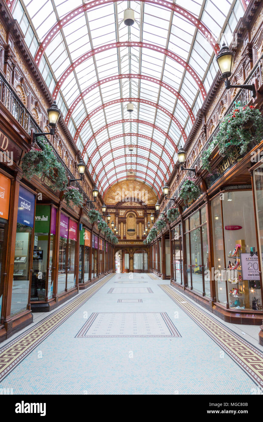 Newcastle/United Kingdom - May 24, 2015: The Central Arcade, deserted ...