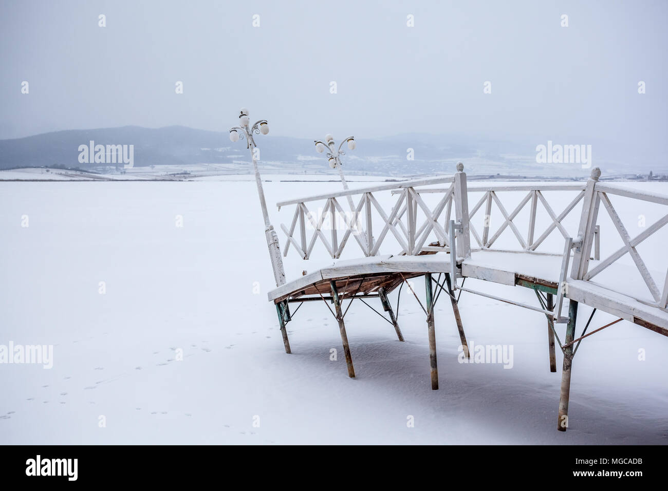 frozen Bazaleti lake, panorama, Dusheti, Georgia Stock Photo - Alamy