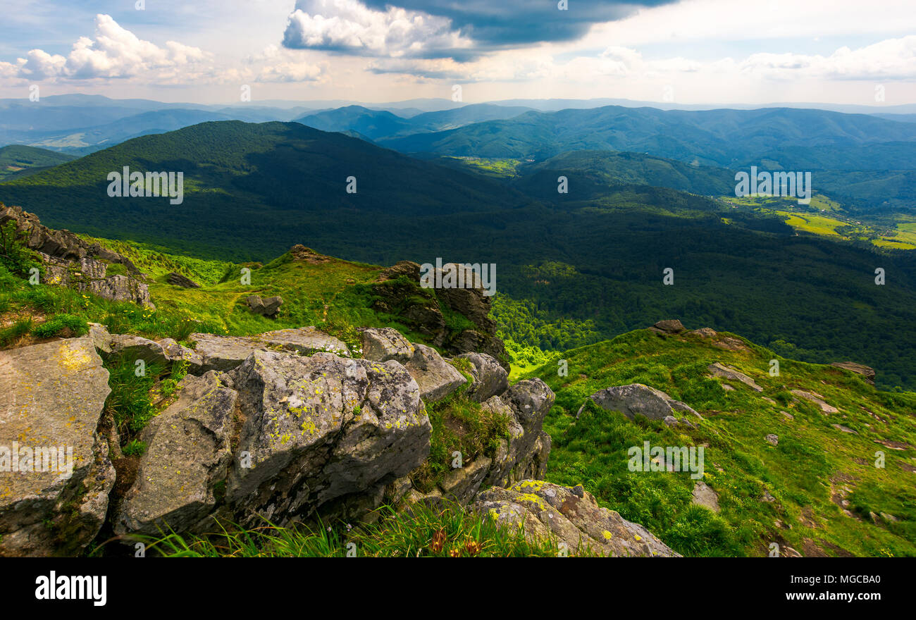 path to a tiger face cliff above the valley. spectacular landscape of ...