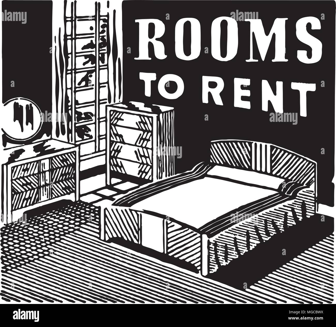 Rooms To Rent - Retro Ad Art Banner Stock Vector Image & Art - Alamy