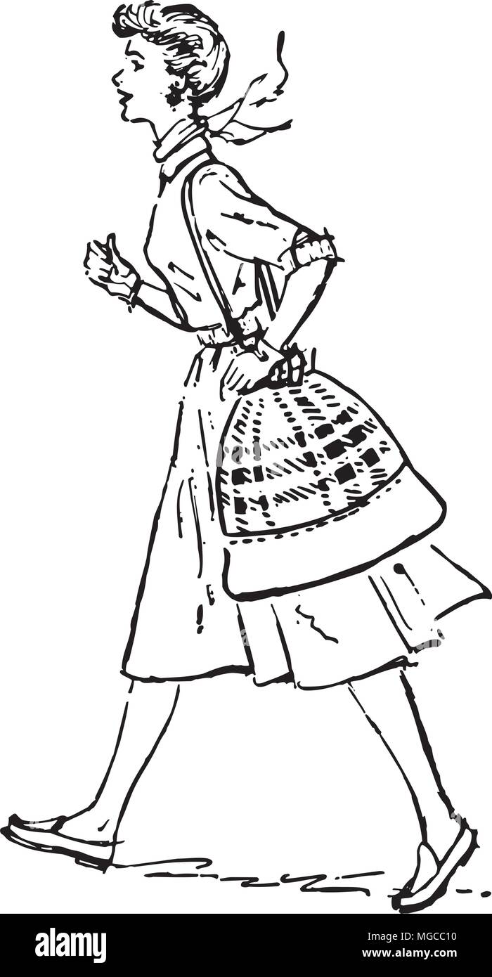 Running Errands - Retro Clipart Illustration Stock Vector Image & Art ...