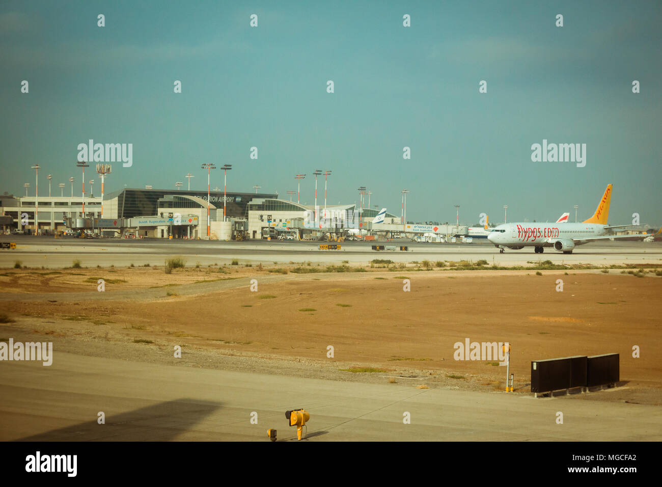 Tel Aviv, Israel - Sep 15, 2015: Flypgs airline commercial plane on the ...