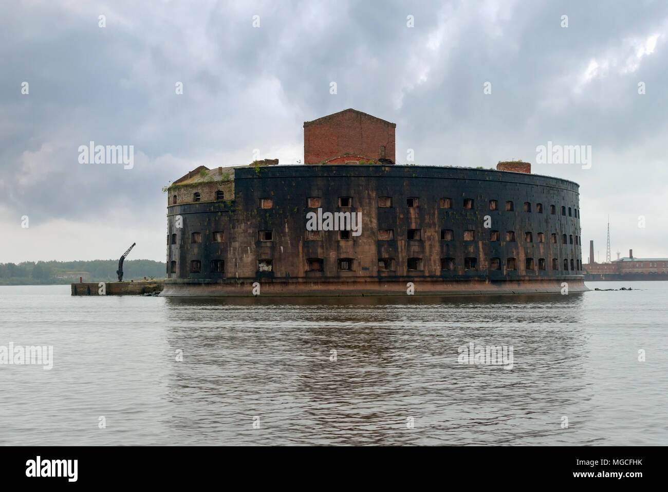 The facade of the Fort "Emperor Alexander I" (the Plague) closeup. Gulf ...