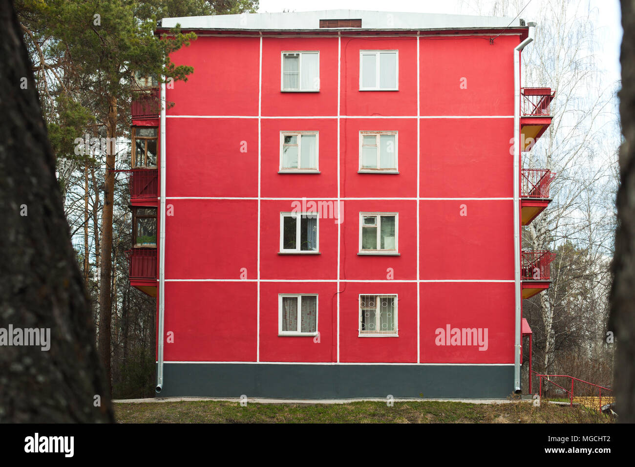 Apartment building close up, Condominium construction. Trendy vivid ...