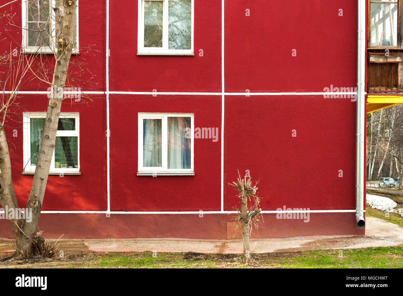 Apartment building close up, Condominium construction. Trendy vivid ...