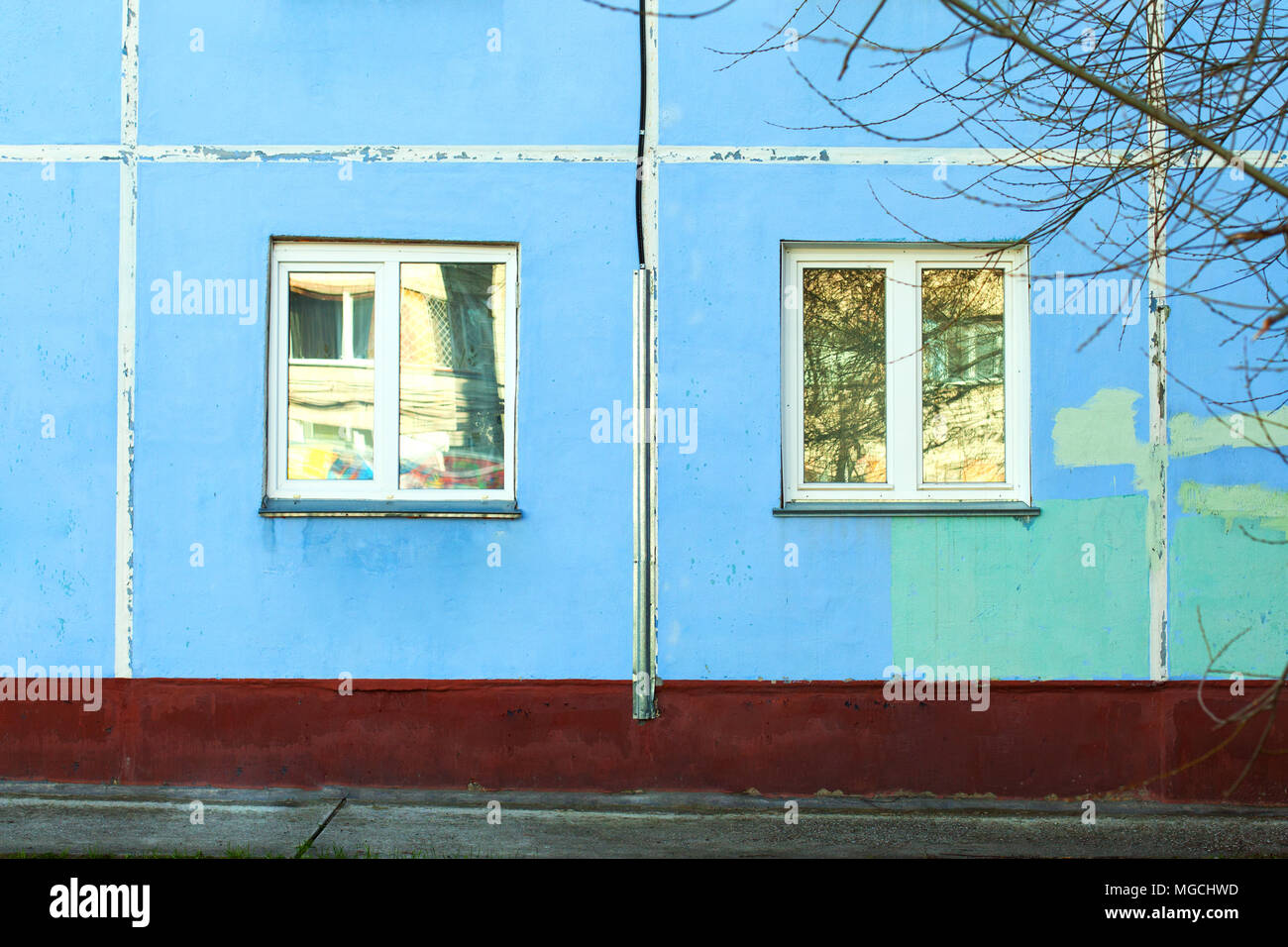 Apartment building close up, Condominium construction. Trendy vivid ...