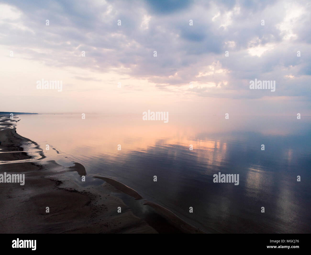 Baltic sea coastline in sunset. Landscape of water and sky Stock Photo ...