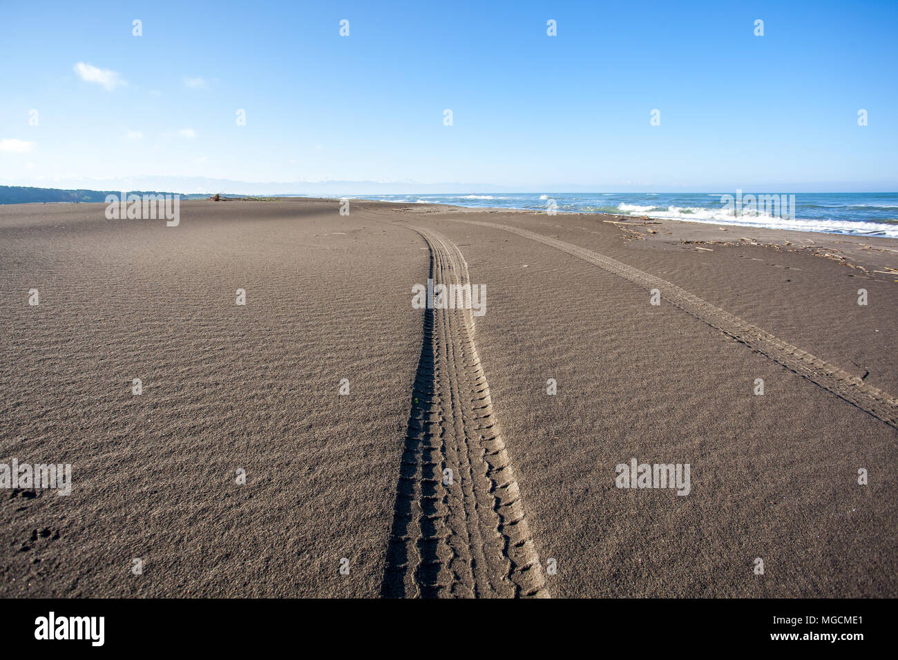 The traces of tires on the sandy beach, Poti, Georgia Stock Photo - Alamy