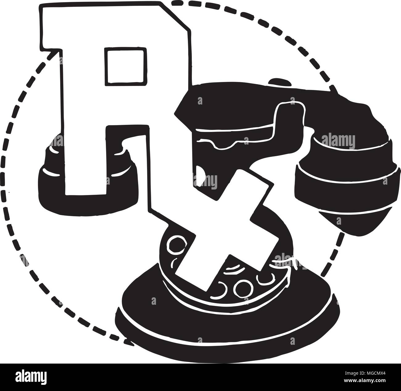 RX Symbol On Telephone - Retro Clipart Banner Stock Vector Image & Art ...