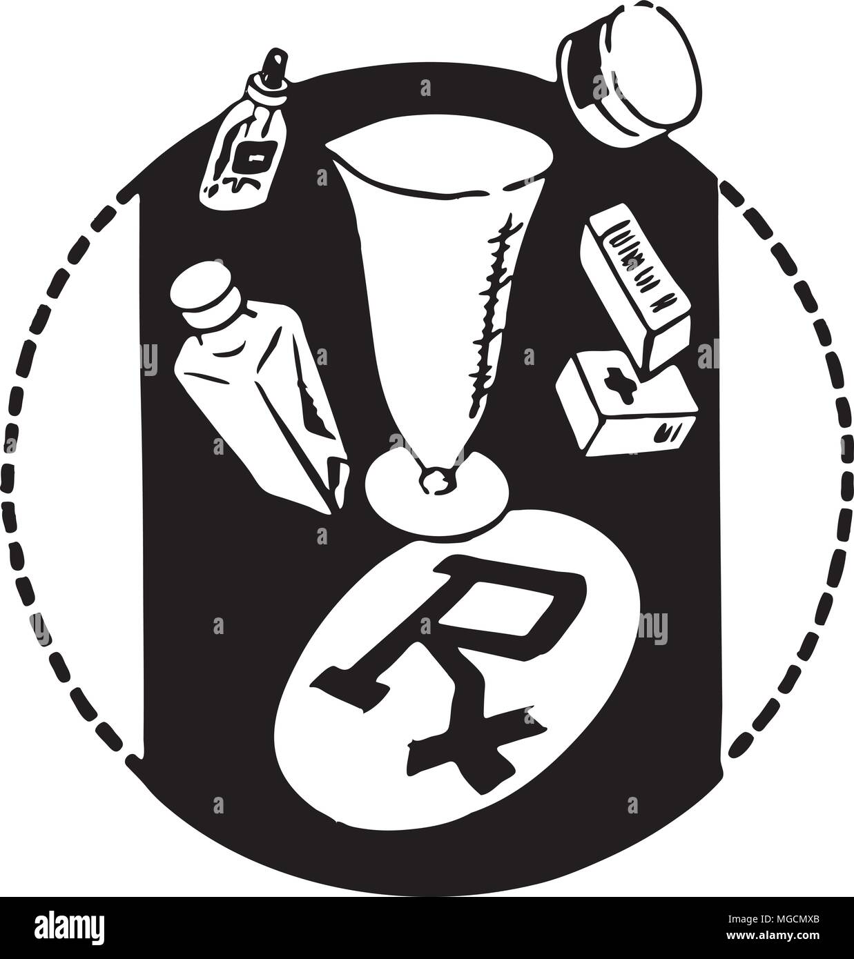 RX With Medical Supplies - Retro Clipart Banner Stock Vector Image ...