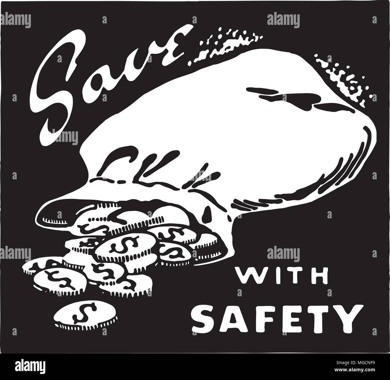 Save With Safety - Retro Ad Art Banner Stock Vector Image & Art - Alamy