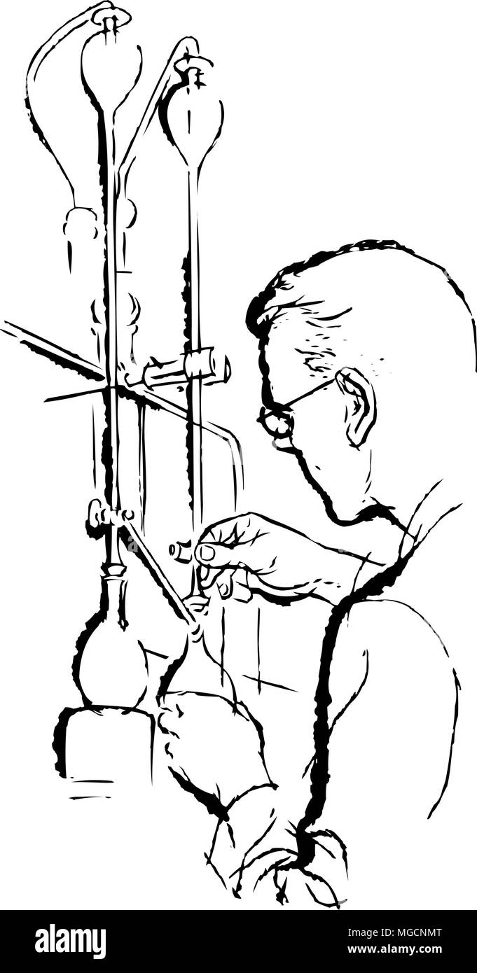 Scientist In Lab - Retro Clipart Illustration Stock Vector Image & Art ...