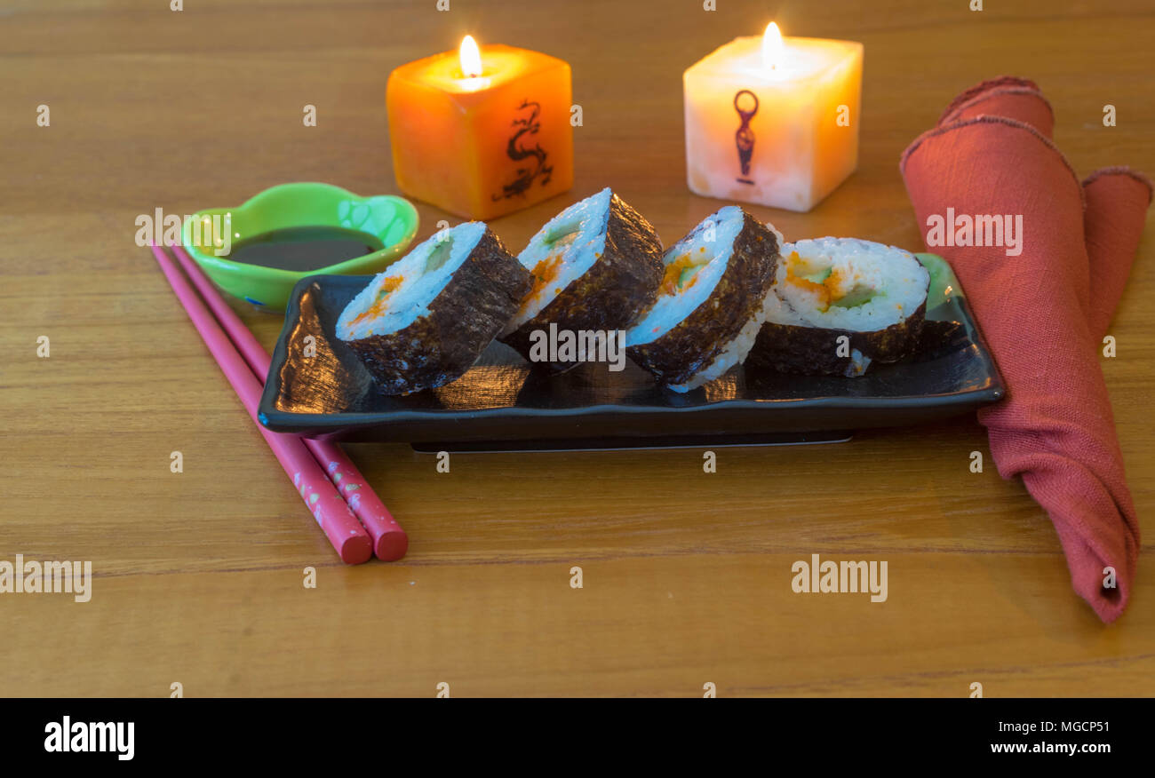 Asian Meal by Candlelight Stock Photo - Alamy