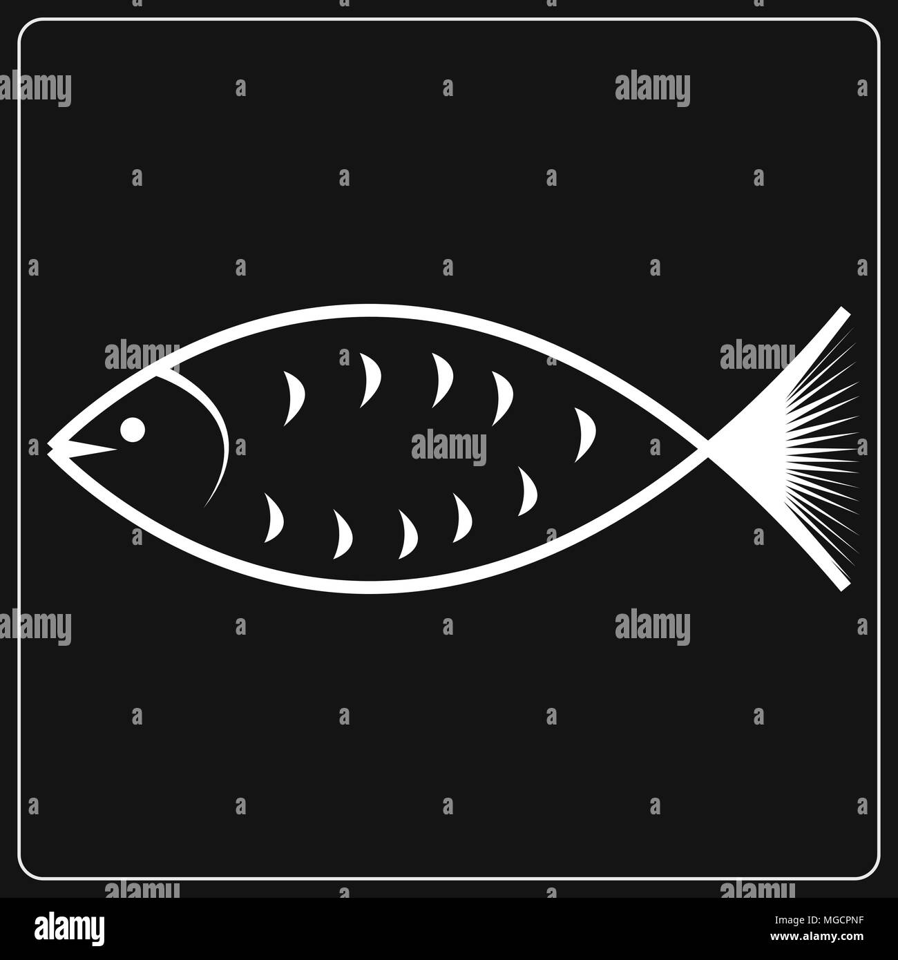 Illustration of Black Fish Icon isolated on a white background eps 10 ...