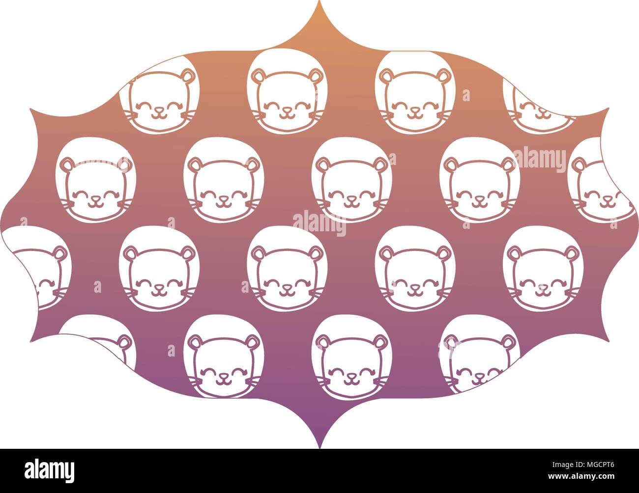 decorative arabic frame with cute lions over white background, colorful ...