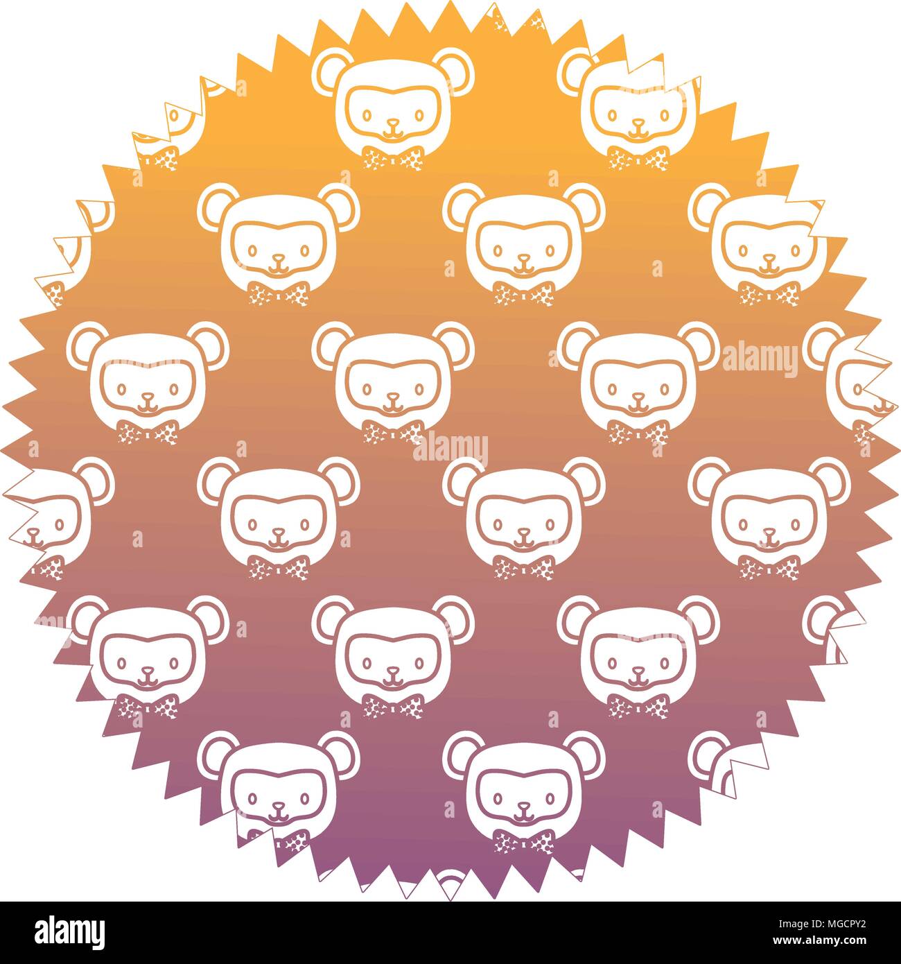 decorative circular frame with cute monkeys over white background ...