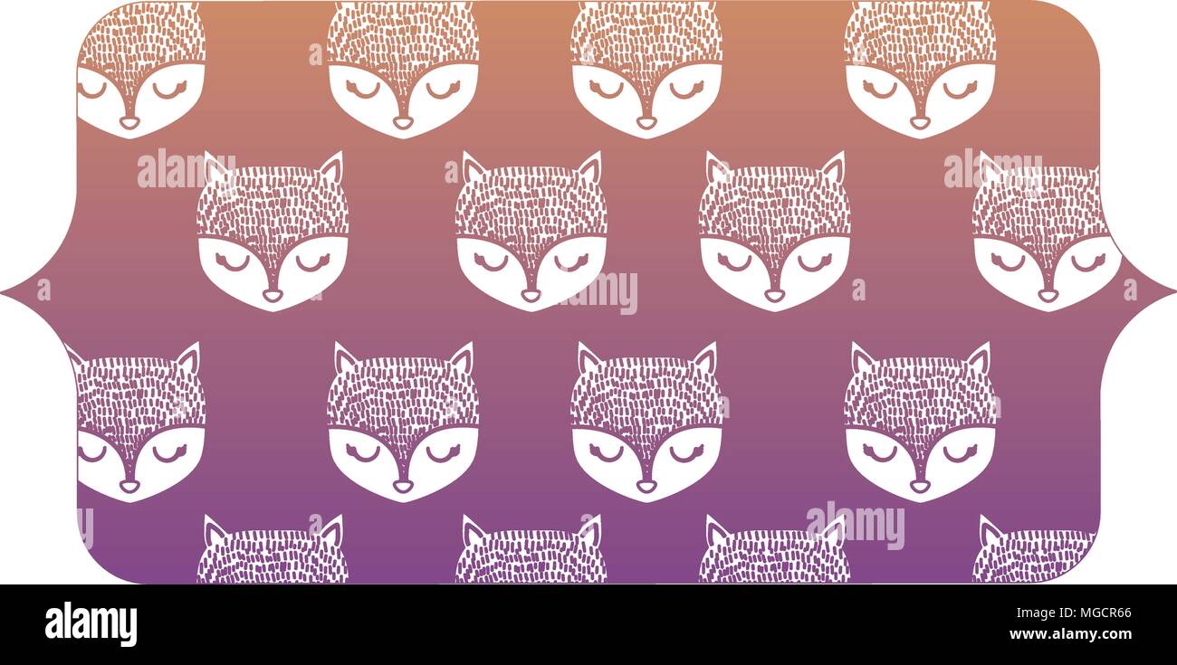 banner with cute foxes pattern over white background, vector ...