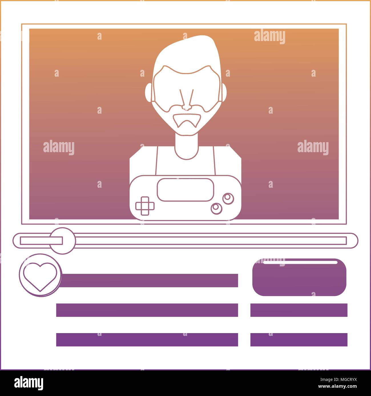 video player with avatar man over white background vector illustration ...