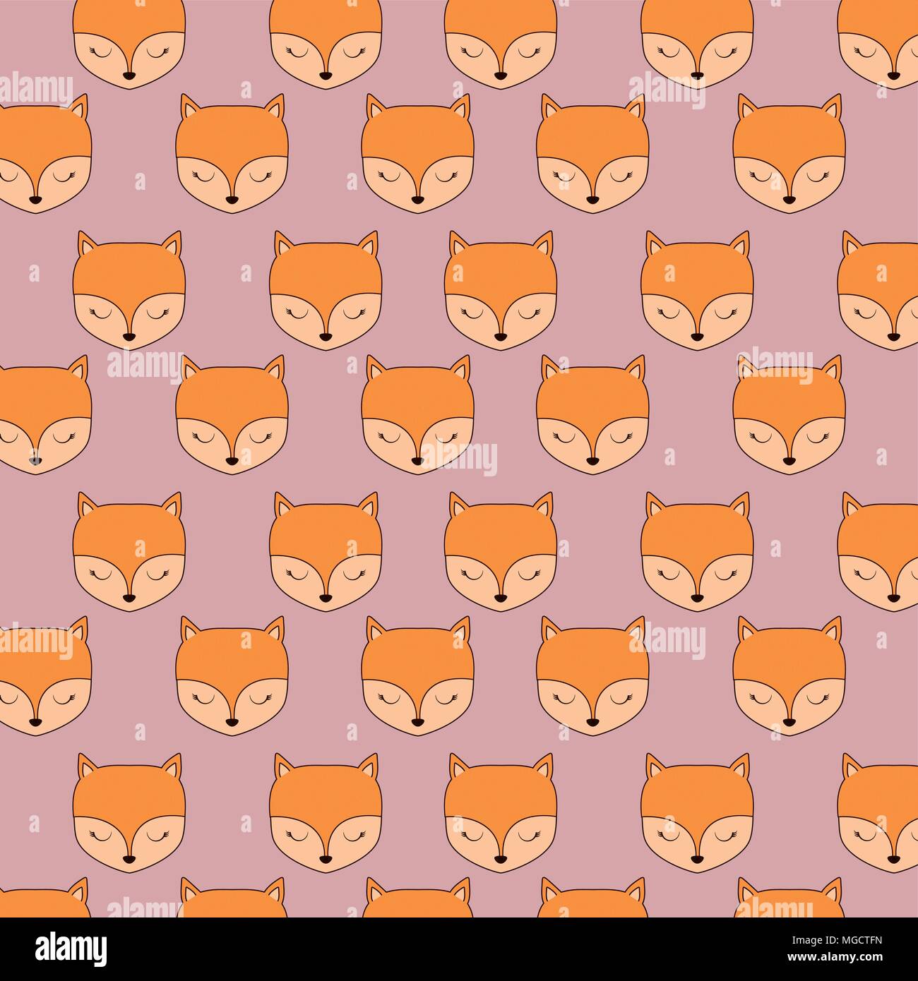 background with cute foxes pattern, vector illustration Stock Vector ...