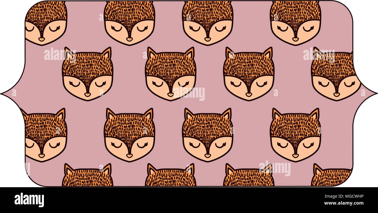 banner with cute foxes pattern over white background, vector ...