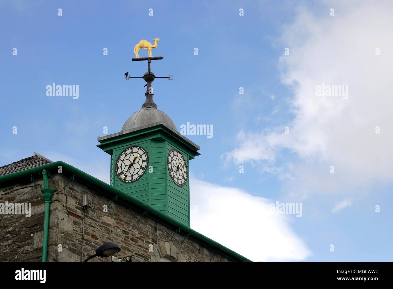 Camelford, Cornwall, UK - April 10 2018: The iconic clocktower on top ...