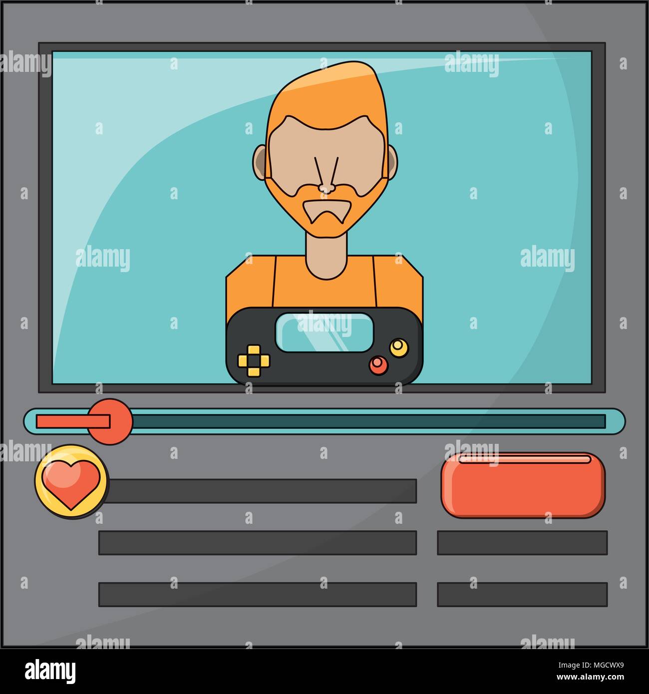 video player with avatar man over white background vector illustration ...