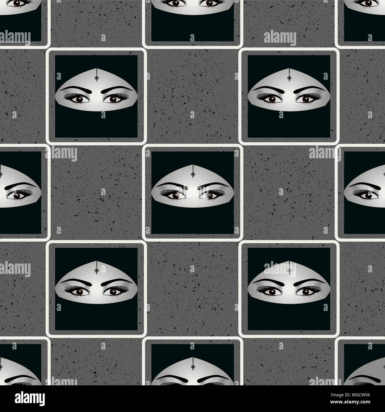 Beautiful eyes seamless of a Muslim woman in niqab pattern, vector ...