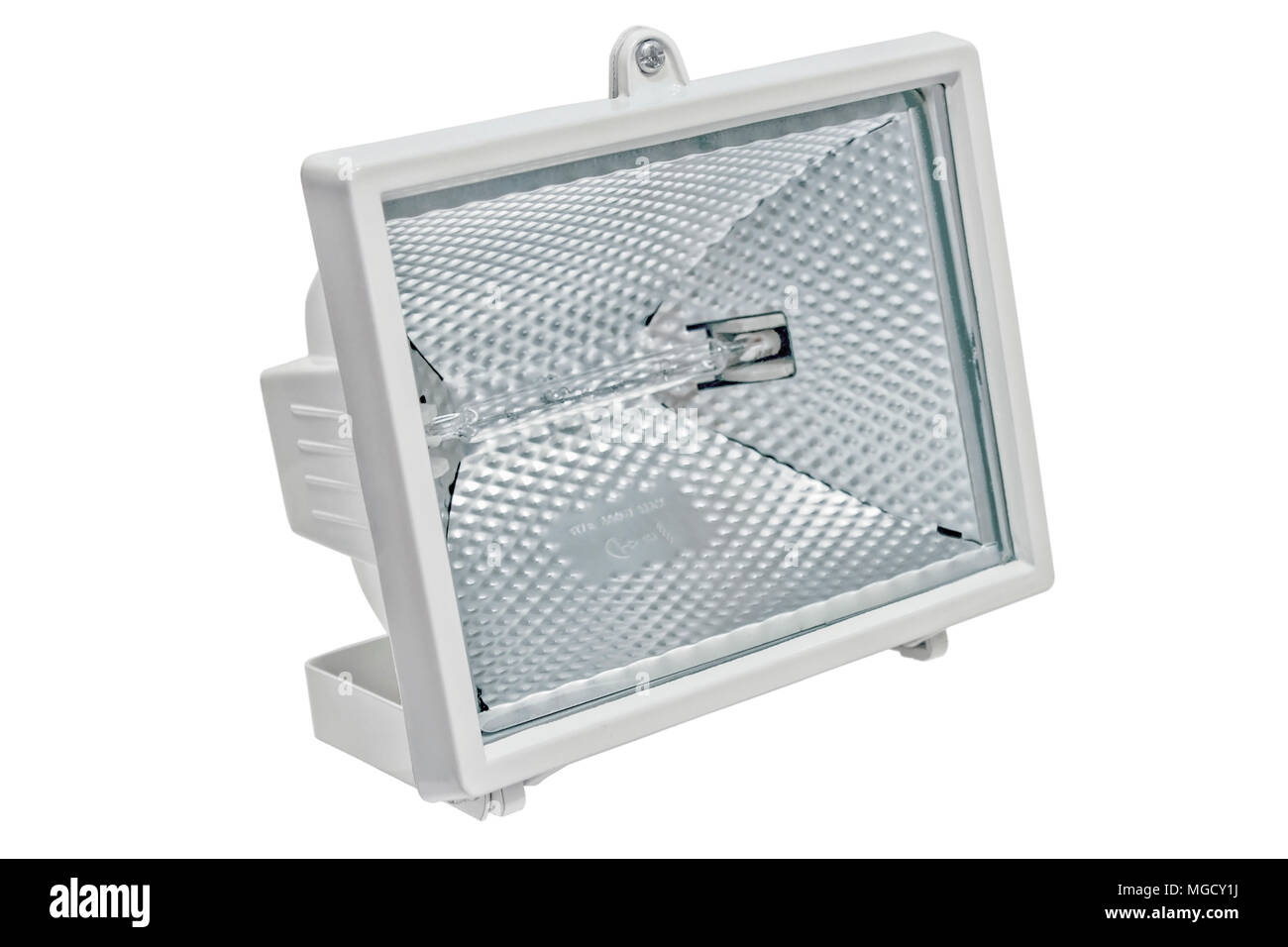 Halogen lamp square isolated on white background Stock Photo - Alamy