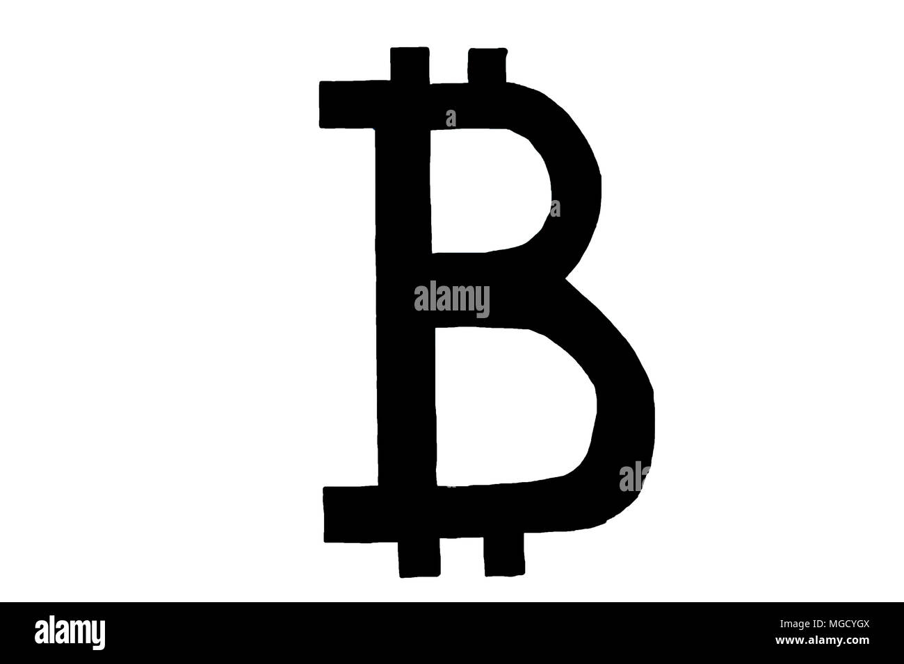 Bitcoin crypto currency coin blockchain flat logo. Block chain bitcoin ...