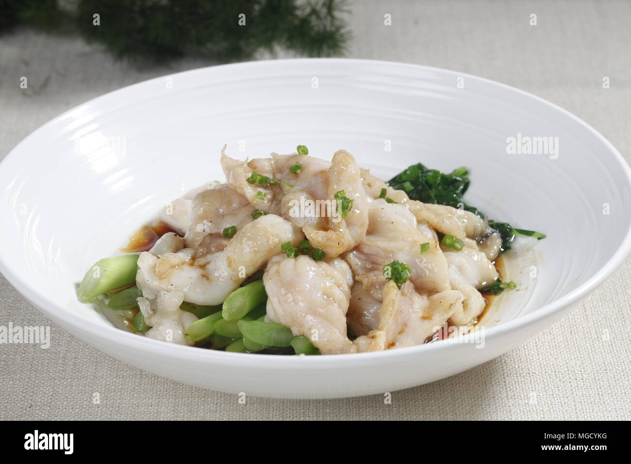 green onion and kale with fish fillet Stock Photo - Alamy