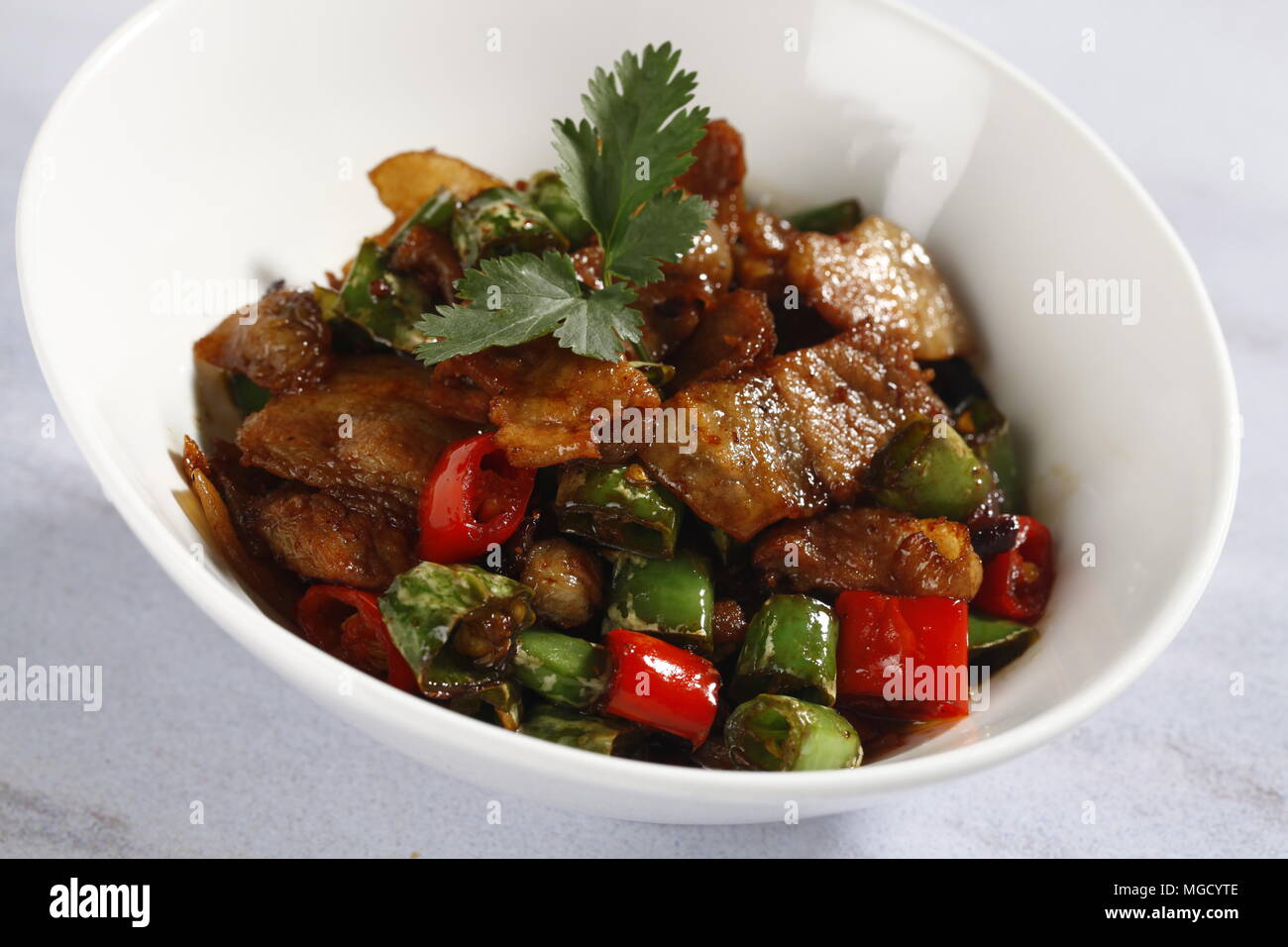 Close up fried pork belly spicy sauce hi-res stock photography and ...