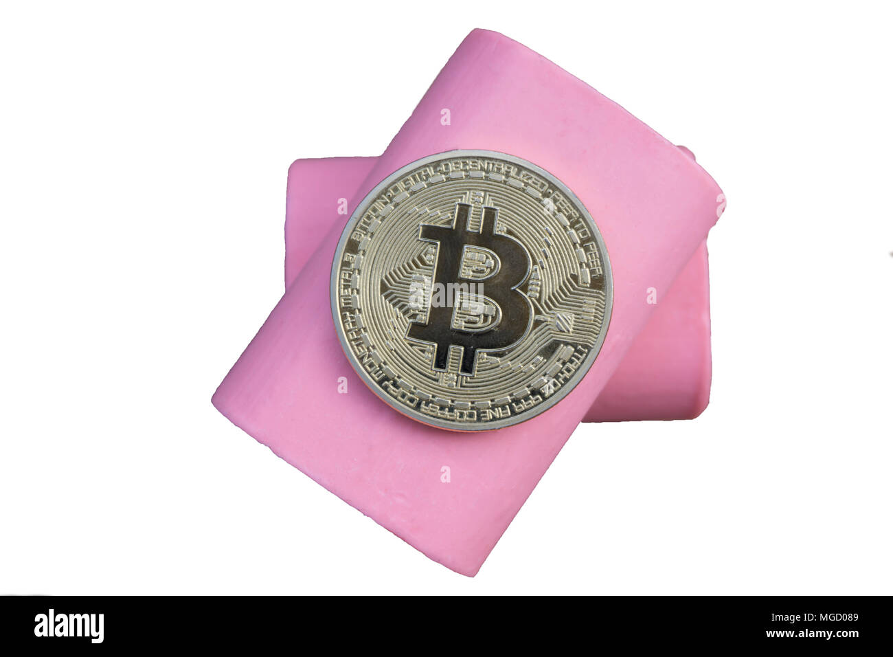 bitcoin is a bubble on a purple background with sunlight and soap Stock ...