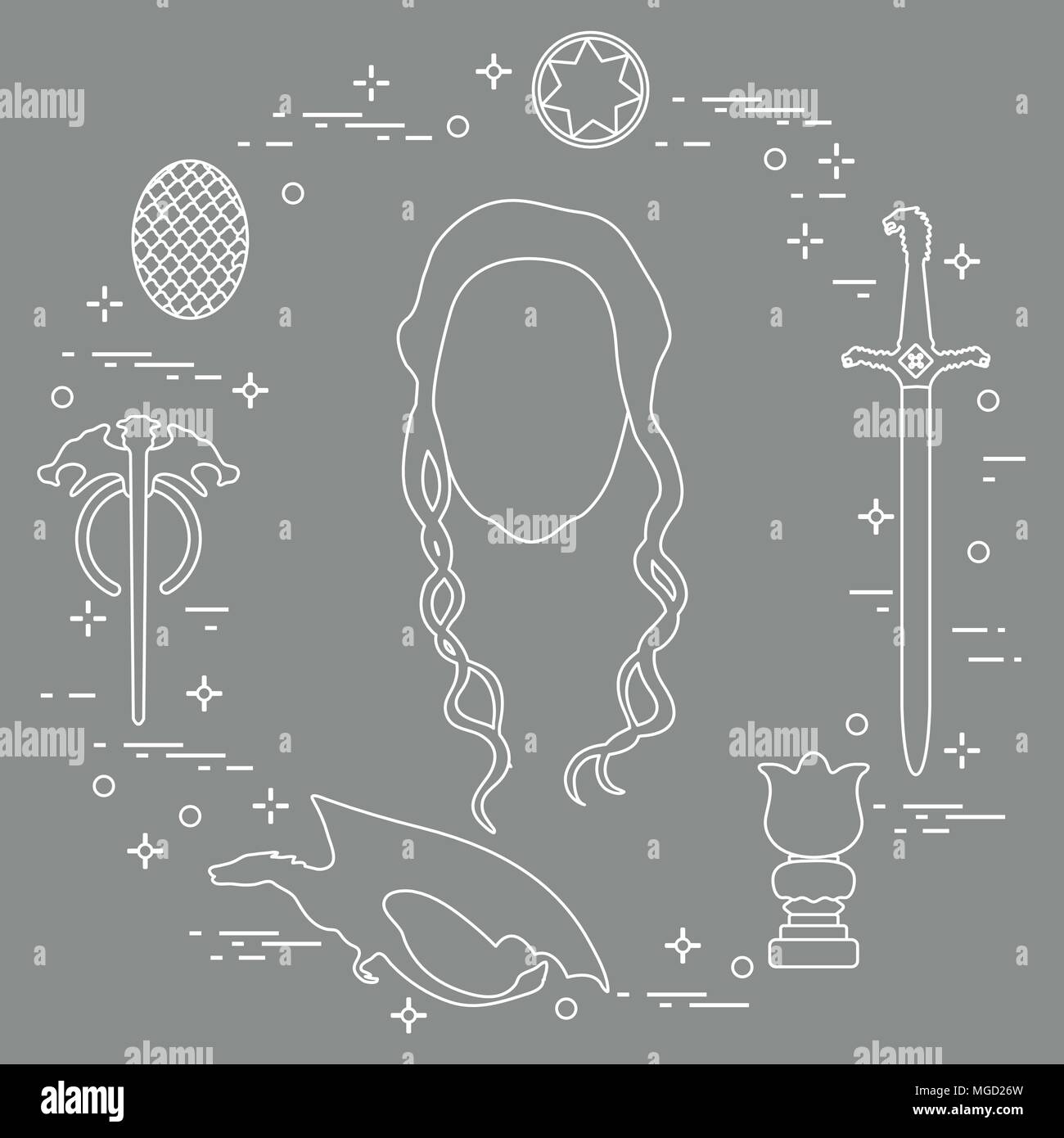 Symbols and heroes of the popular fantasy television series. Art and ...