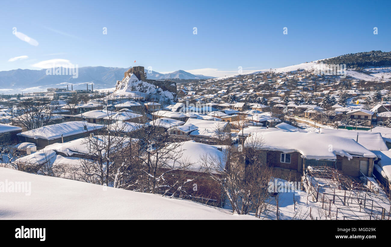 medieval Fortress in Surami town in Shida Kartli region, winter ...